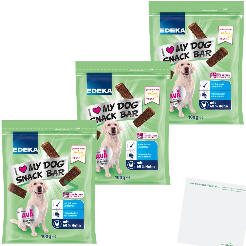 EDEKA Snack Bar mit 60% Huhn 3er Pack (3x100g Packung) + usy Block