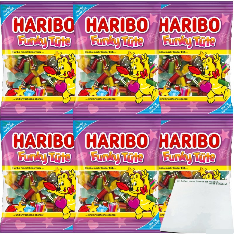 Haribo Funky Tüte 6er Pack (6x175g Packung) + usy Block