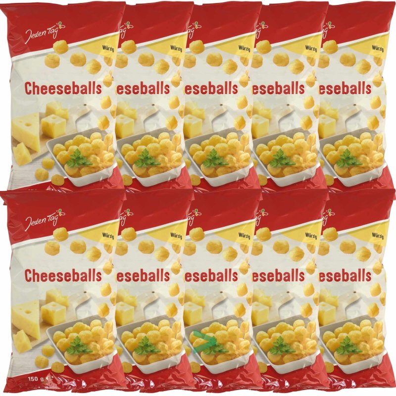 Jeden Tag Cheeseballs Pikant würziger Mais Snack mit Käsegeschmack 10