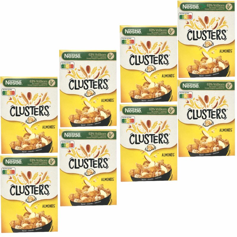 Nestle Clusters Mandel Cerealien 63% Vollkorn VPE 8x325g Packung
