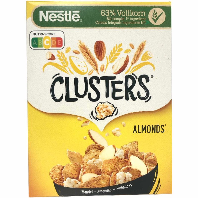 Nestle Clusters Mandel Cerealien 63% Vollkorn VPE 8x325g Packung