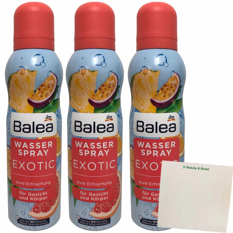 Balea Wasserspray Exotic für Gesicht und Körper 3er Pack (3x150ml Spr