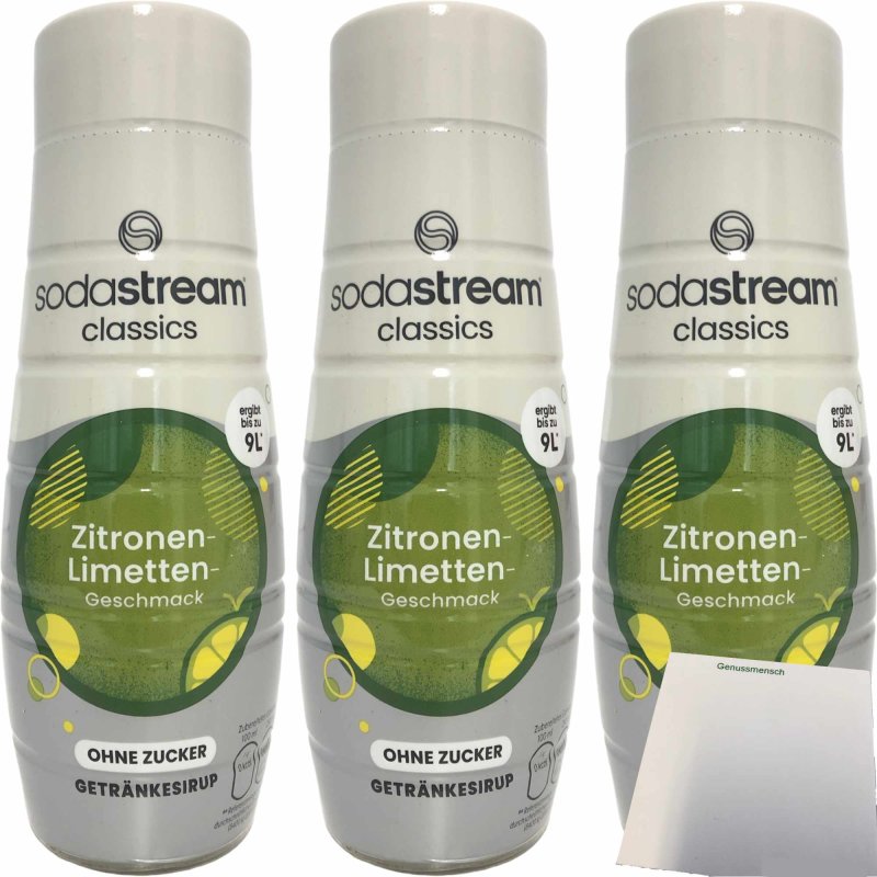 SodaStream Sirup Zitrone Limette ohne Zucker 3er Pack (3x440ml Flasch