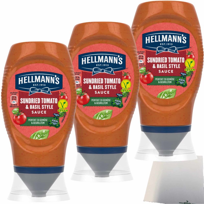 Hellmann's Sundried Tomato & Basil Style Sauce 3er Pack (3x250ml Sque