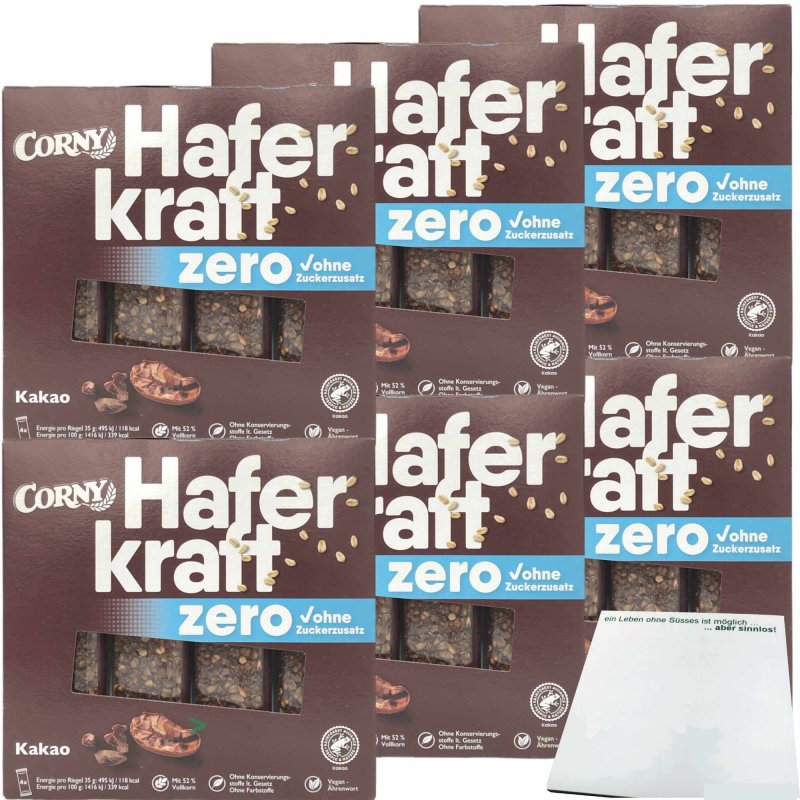 Corny Haferkraft Zero Kakao Hafer-Kakao-Riegel 6er Pack (24x35g Riege