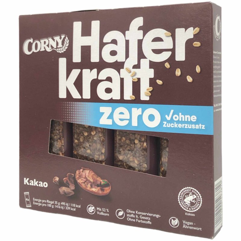 Corny Haferkraft Zero Kakao Hafer-Kakao-Riegel 6er Pack (24x35g Riege