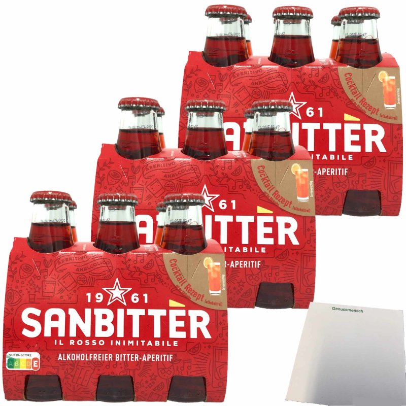 San Pellegrino Sanbitter Rosso alkoholfreier Bitter-Aperitif 3er Pack