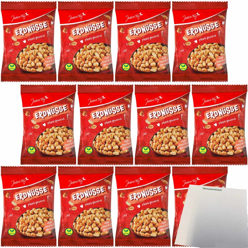 Jeden Tag Erdnüsse Pikant Gewürzt 12er Pack (12x150g Packung) + usy B