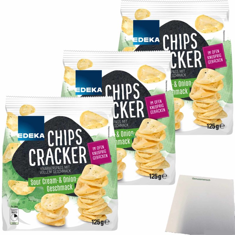 EDEKA Chips Cracker Sour Cream&Onion 3er Pack (3x125g Packung) + usy