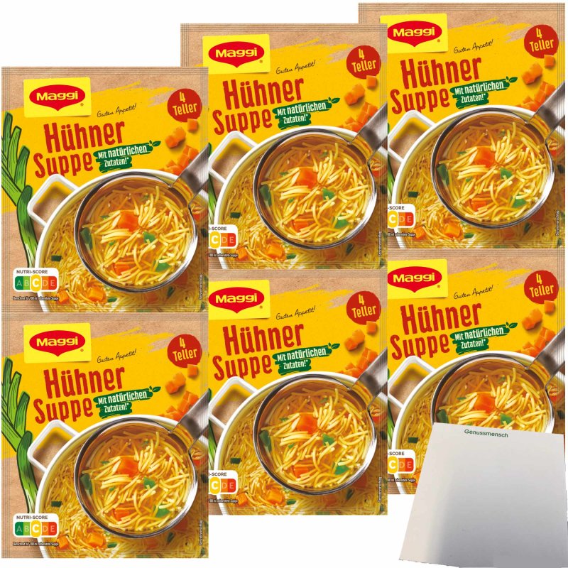 Maggi Guten Appetit Hühner Suppe mit Nudeln 6er Pack (6x60g Tüte ergi