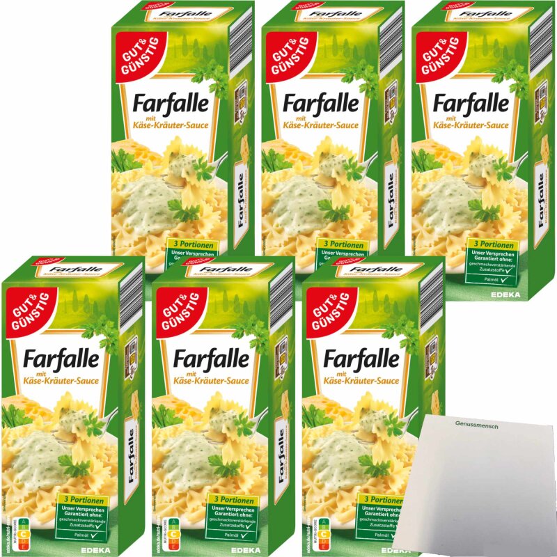 Gut&Günstig Farfalle mit Käse-Kräuter-Sauce 6er Pack (6x266g Packung)
