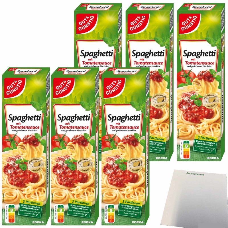 Gut&Günstig Spaghetti mit Tomatensauce und geriebenem Hartkäse 6er Pa