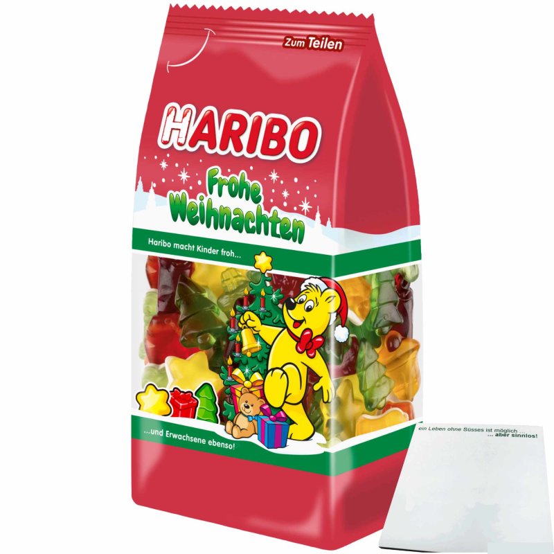 Haribo Frohe Weihnachten Fruchtgummi (300g Beutel) + usy Block