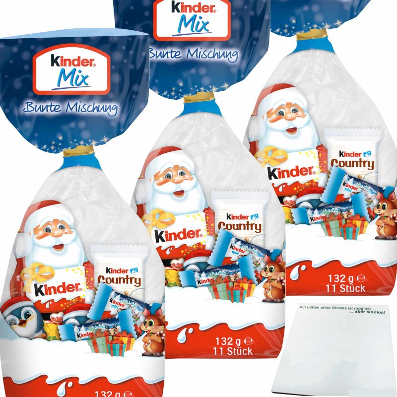 Ferrero Kinder Mix Bunte Mischung 3er Pack (3x132g Packung) + usy Blo