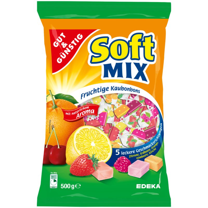 Gut&Günstig Softmix fruchtige Kaubonbons in 5 leckeren Sorten (500g P