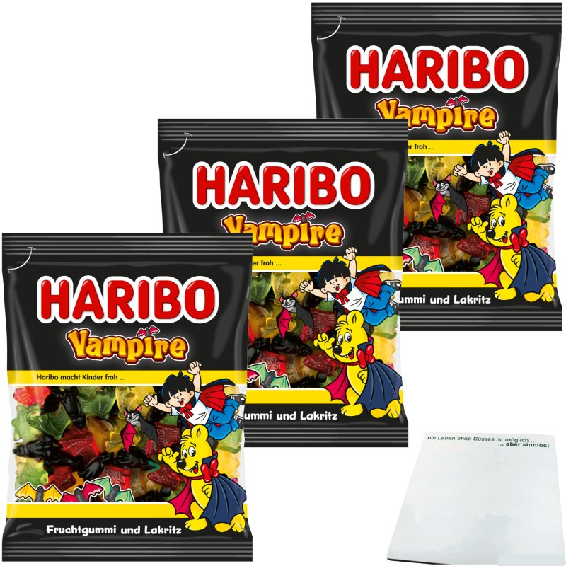 Haribo Vampire Fruchtgummi und Lakritz 3er Pack (3x175g Beutel) + usy
