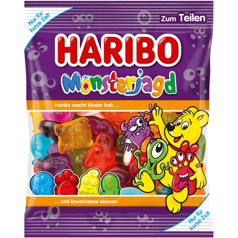 Haribo Monsterjagd Fruchtgummi mit Schaumzucker (175g Packung)