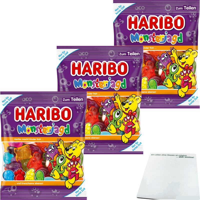 Haribo Monsterjagd Fruchtgummi mit Schaumzucker 3er Pack (3x175g Pack