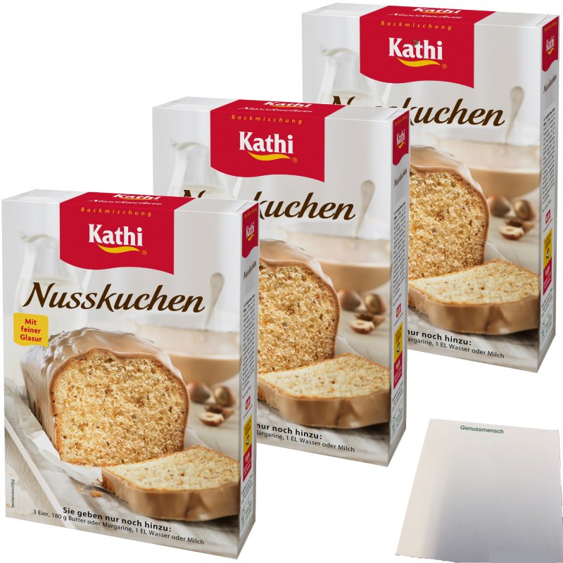 Kathi Backmischung für Nusskuchen mit Glasur 3er Pack (3x450g Packung