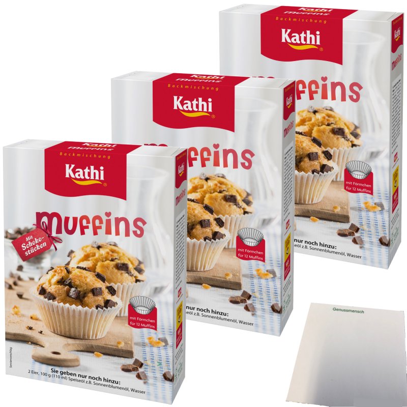 Kathi Backmischung für Muffins mit Schokoladenstückchen 3er Pack (3x3