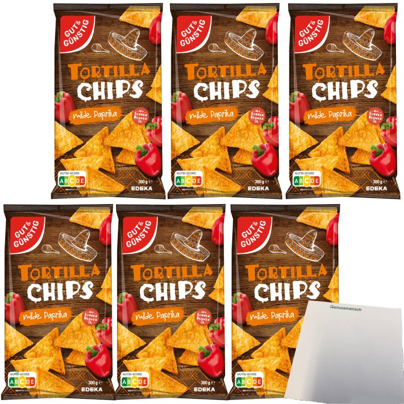 Gut&Günstig Tortillachips Mais-Chips mit Paprikageschmack 6er Pack (6