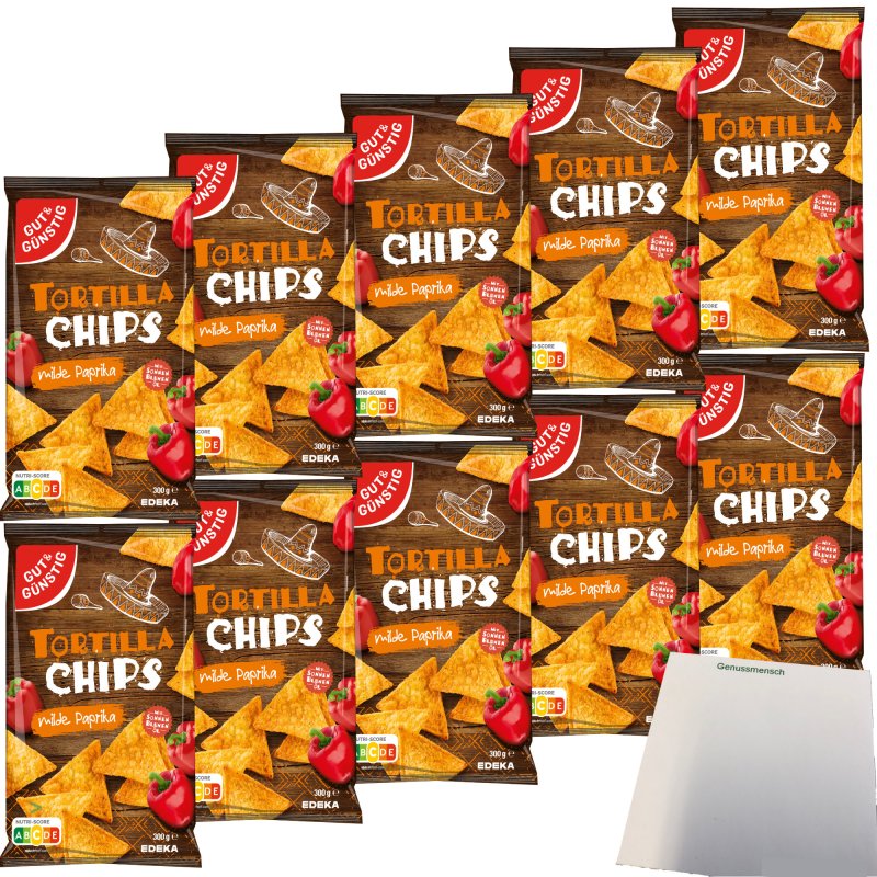 Gut&Günstig Tortillachips Mais-Chips mit Paprikageschmack VPE (10x300
