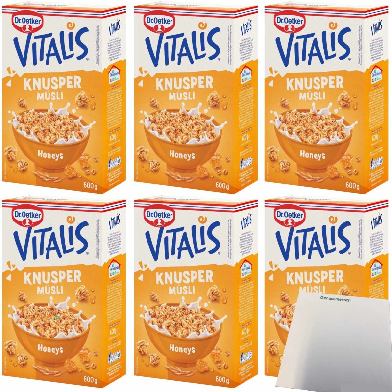 Dr. Oetker Vitalis Knusper Müsli Honeys 6er Pack (6x600g Packung) + u