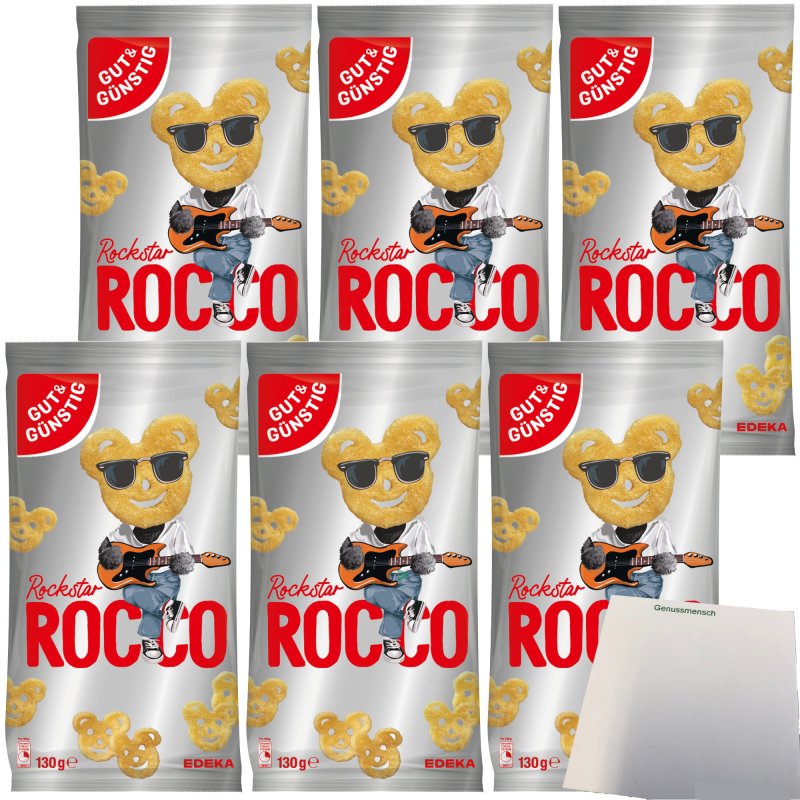 Gut&Günstig Knabbersnack ROCCO Rockstar 6er Pack (6x130g Tüte) + usy