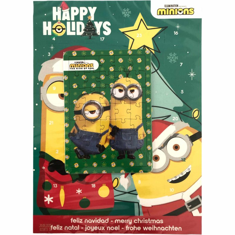 Minions Adventskalender mit Stuart und Kevin Puzzle (65g Packung)