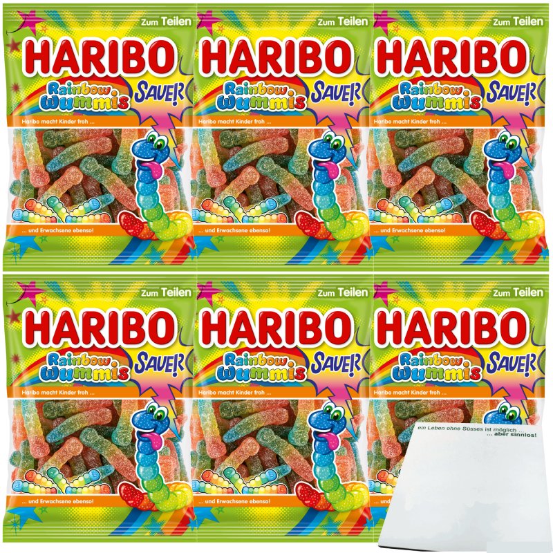 Haribo Rainbow Wummis Sauer Fruchtgummi 6er Pack (6x160g Beutel) + us