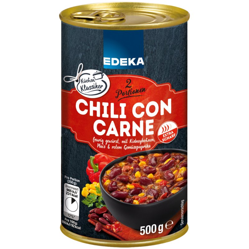Edeka Chili con Carne feurig gewürzt mit Kidneybohnen Mais und rotem