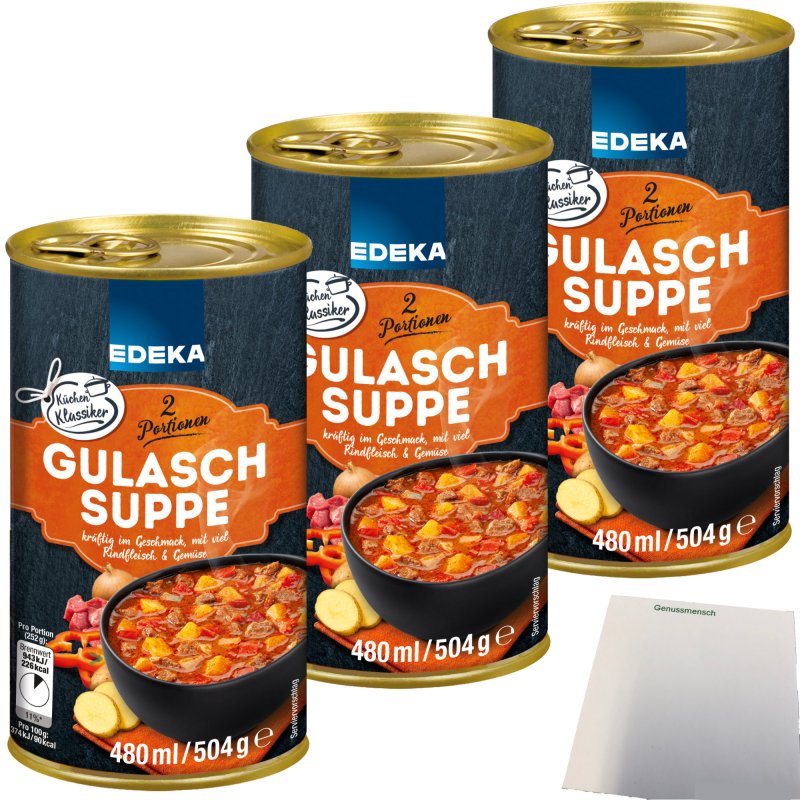 Edeka Gulaschsuppe kräftig im Geschmack mit viel Rindfleisch Kartoffe