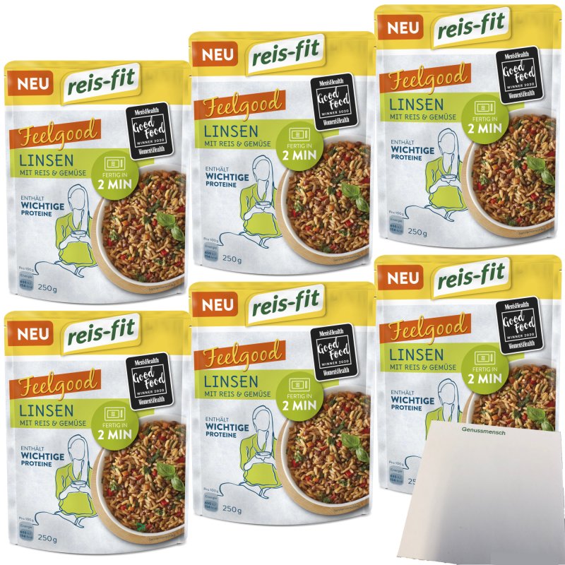 Reis-Fit Feelgood Linsen mit Gemüse und Reis 6er Pack (6x250g Packung