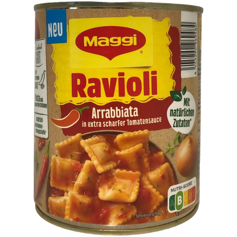 Maggi Ravioli Arrabiata in extra scharfer Tomatensauce (800g Dose)
