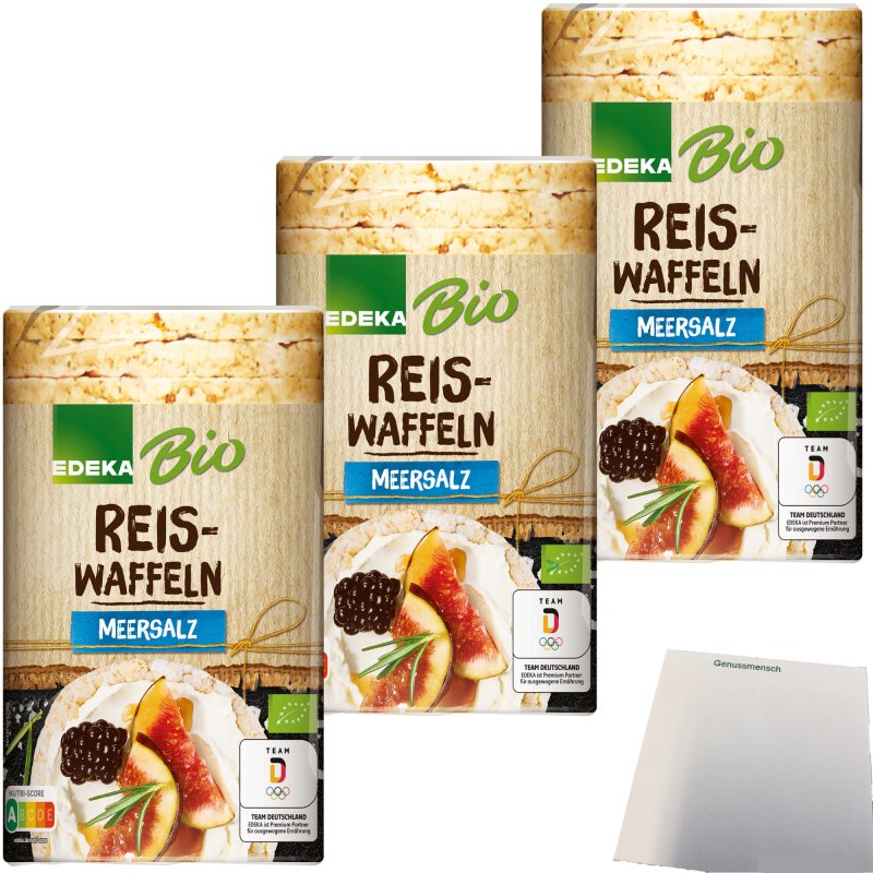 Edeka Bio Reiswaffeln mit Meersalz und Sesam verfeinert 3er Pack (3x1