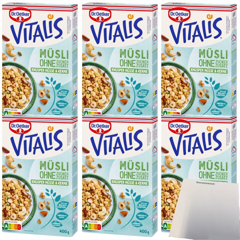 Dr. Oetker Vitalis Müsli Knusper Nüsse und Kerne ohne Zuckerzusatz 6e