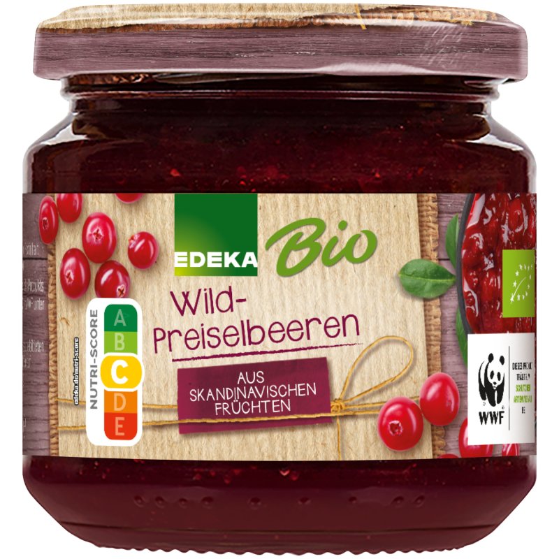 EDEKA Bio Wild-Preiselbeeren 40 % Fruchtanteil (220g Glas)