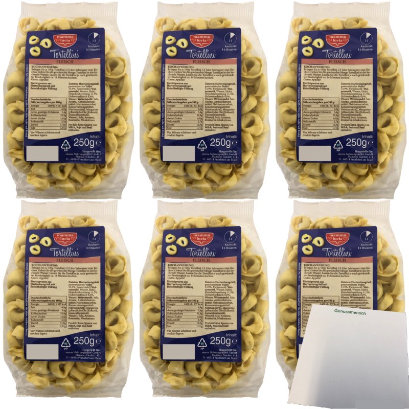 Mamma Lucia Tortellini mit Fleischfüllung 6er Pack (6x250g Packung)