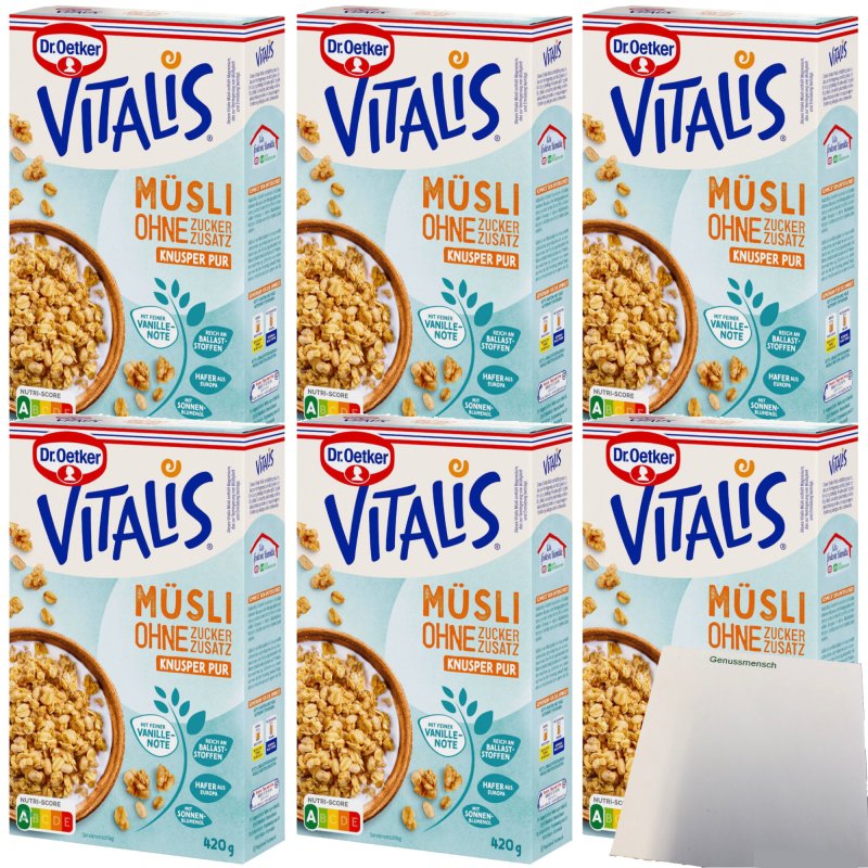 Dr. Oetker Vitalis Knusper-Müsli ohne Zuckerzusatz 6er Pack (6x420g P