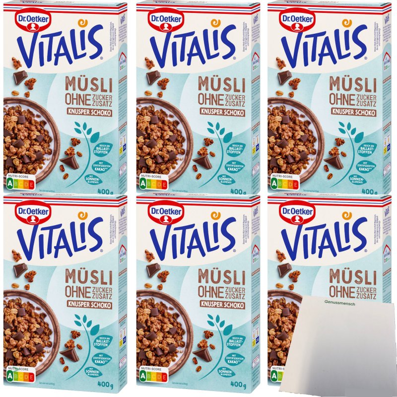 Dr. Oetker Vitalis Müsli Knuspermüsli Schoko ohne Zuckerzusatz 6er Pa