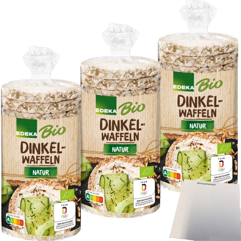 Edeka Bio Dinkelwaffeln natur 3er Pack (3x120g Packung) + usy Block