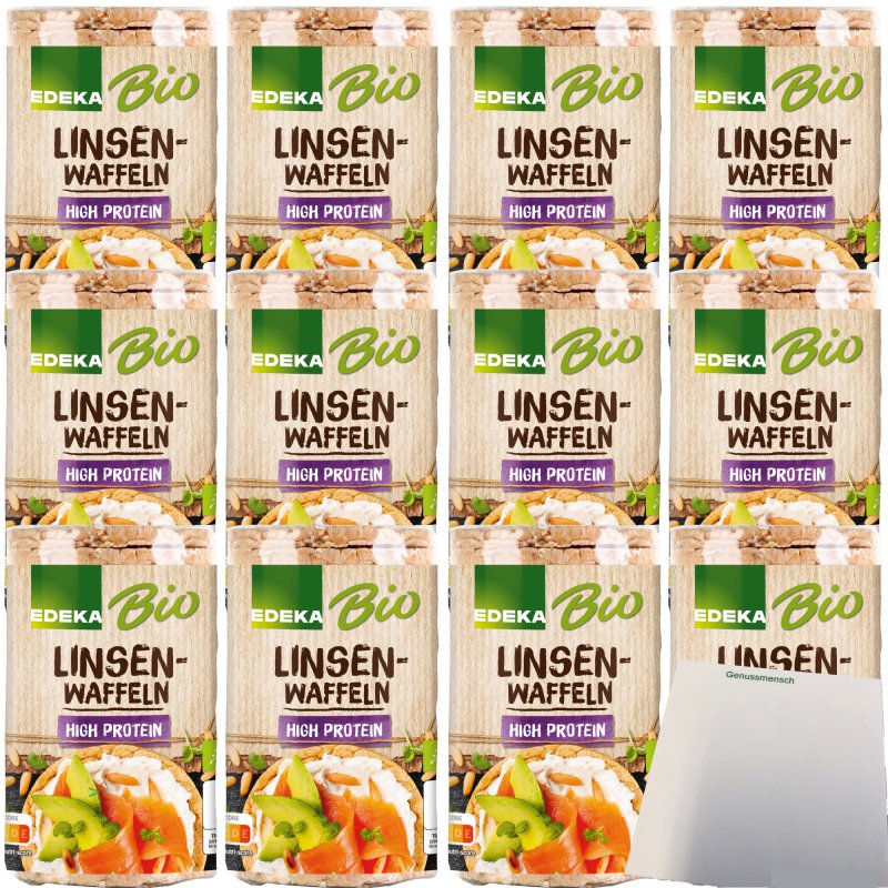 Edeka Bio Linsenwaffeln High Protein VPE (12x90g Packung) + usy Block