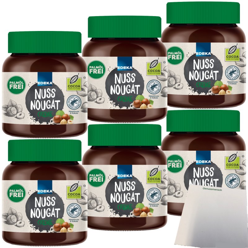 Edeka Nuss-Nougat-Creme ohne Palmöl 6er Pack (6x400g Glas) + usy Bloc