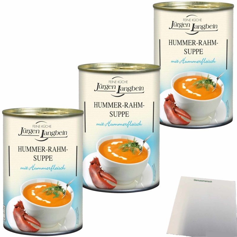 Jürgen Langbein Hummer Rahm Suppe mit Hummerfleisch 3er Pack (3x400ml