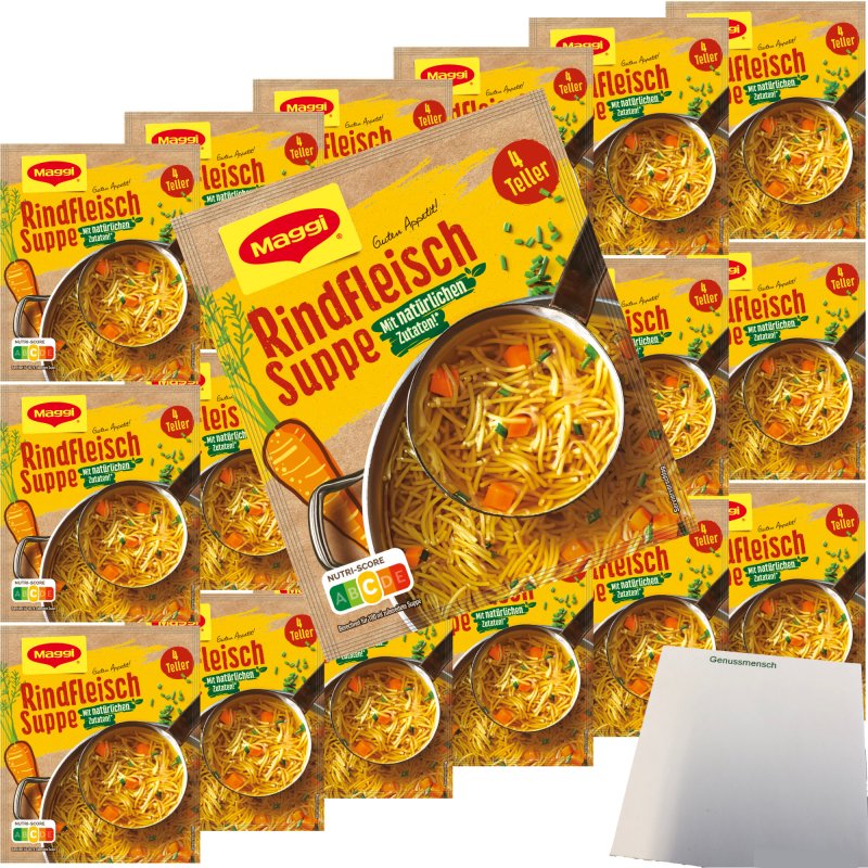 Maggi Rindfleisch Suppe mit Nudeln und Gemüse VPE (18x85g Packung)