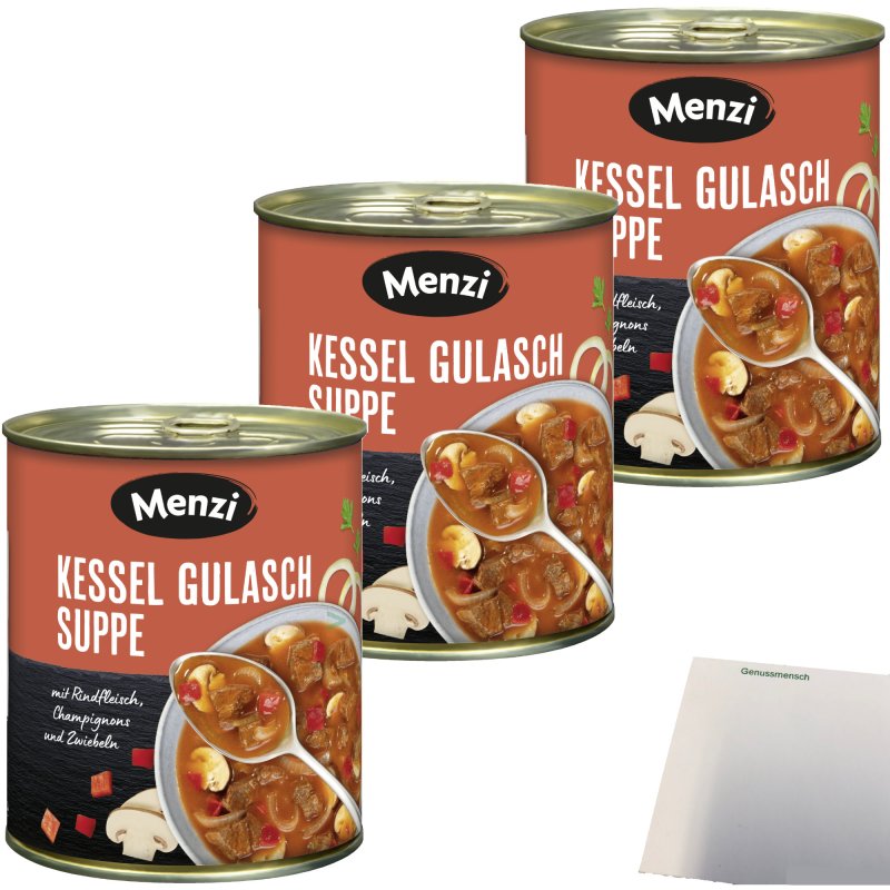 Menzi Kessel Gulaschsuppe mit Rindfleisch 3er Pack (3x800ml Dose) + u