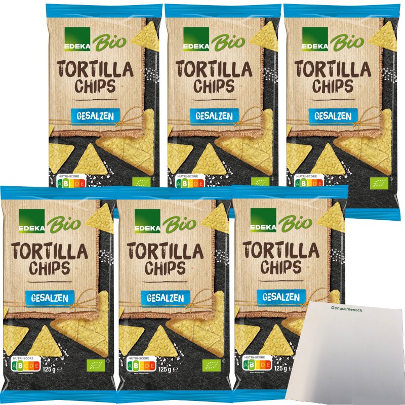 Edeka Bio Tortillachips gesalzen aus Maismehl 6er Pack (6x125g Packun
