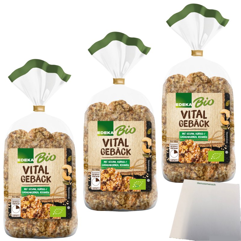 Edeka Bio Vitalgebäck knuspriges Gebäck 3er Pack (3x200g Packung) + u