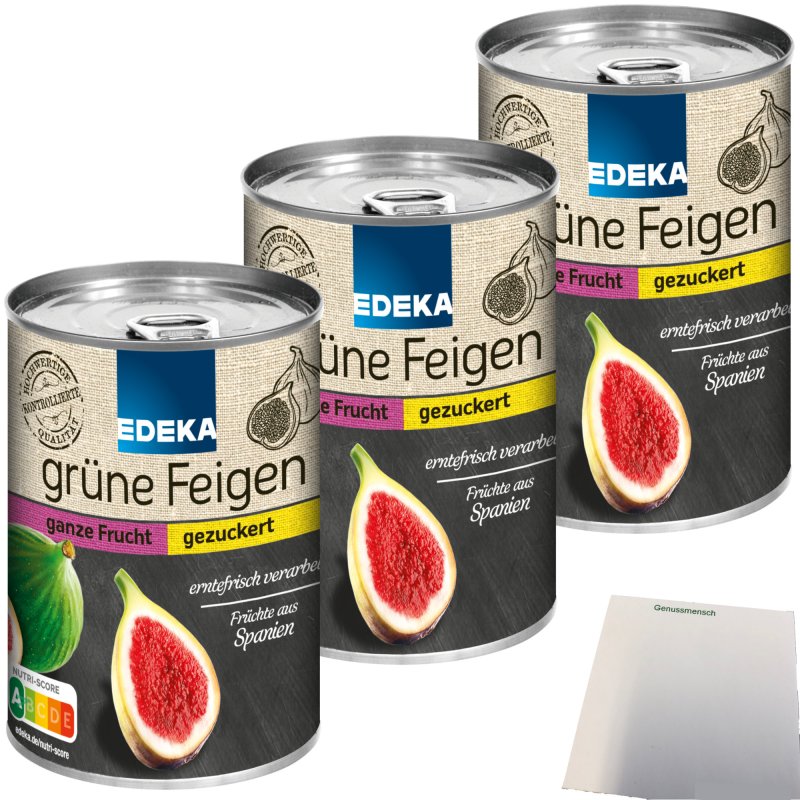 Edeka Grüne Feigen ganze Frucht gezuckert 3er Pack (3x415g Dose) + us
