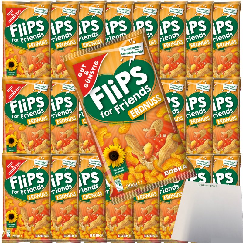 Gut&Günstig Erdnuss-Flips Mais-Erdnuss-Snack VPE (25x200g Tüte) + usy
